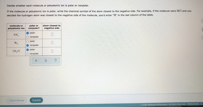 Solved Decide whether each molecule or polyatomic ion is | Chegg.com