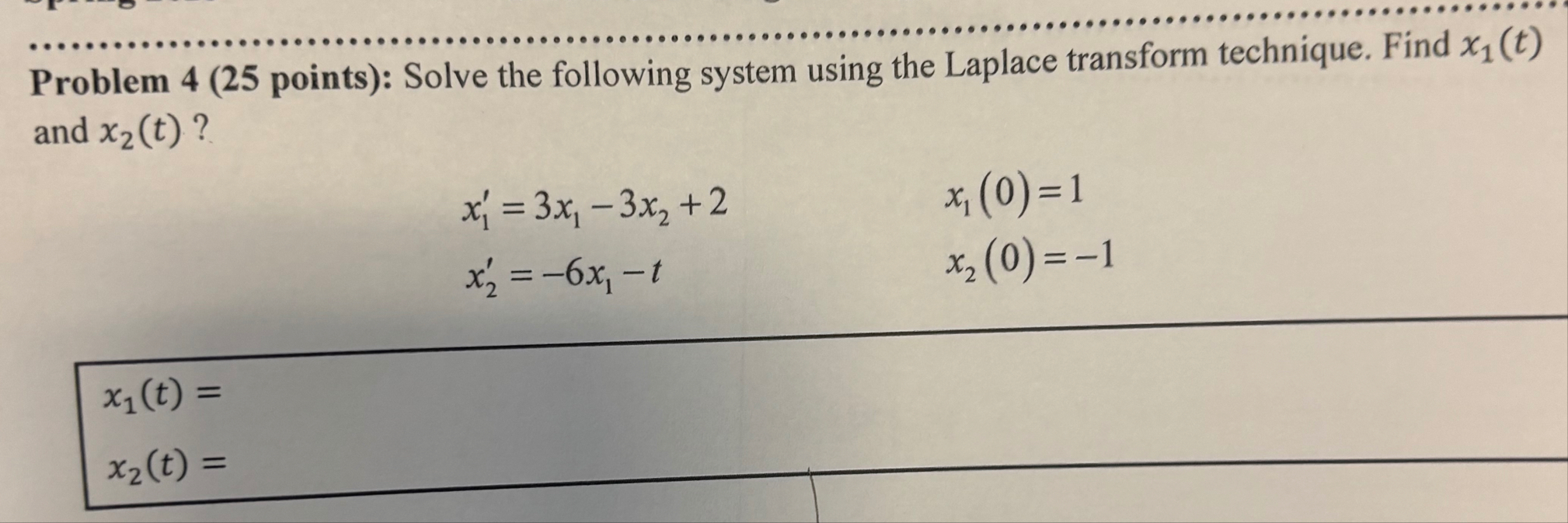 Solved Problem 4 (25 ﻿points): Solve the following system | Chegg.com