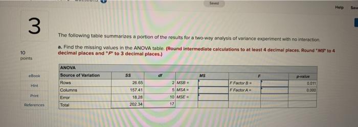Solved Swed Help Save 3 The following table summarizes a | Chegg.com
