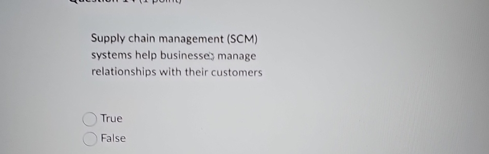 Solved Supply chain management (SCM) ﻿systems help businesse | Chegg.com