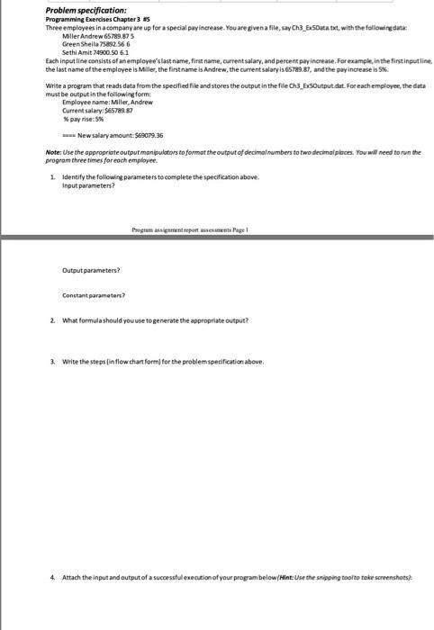 Solved Problem specification: Programming Exercises Chapter | Chegg.com