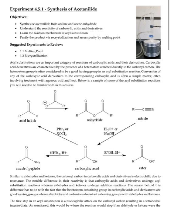 Solved Experiment 4.5.1 - Acetanilide. Procedure A. | Chegg.com