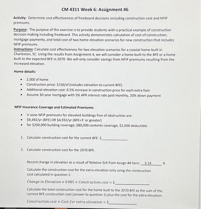 Solved CM 4311 Week 6: Assignment \#6 Activity: Determine | Chegg.com