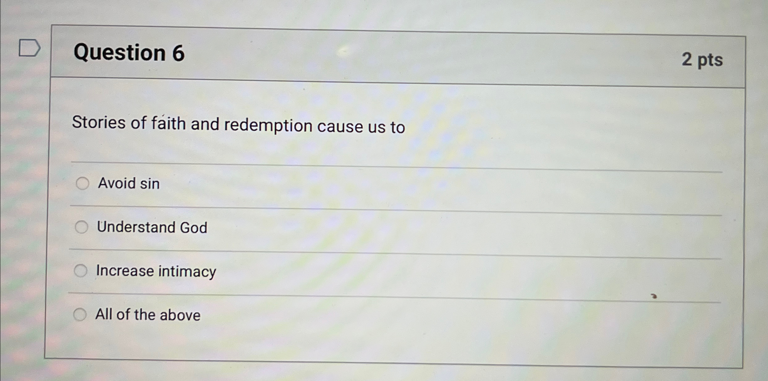 Solved Question 62 ﻿ptsStories of faith and redemption cause | Chegg.com