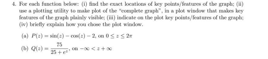 For each function below: (i) ﻿find the exact | Chegg.com