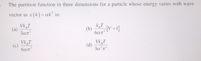 Solved The partition function in three dimensions for a | Chegg.com