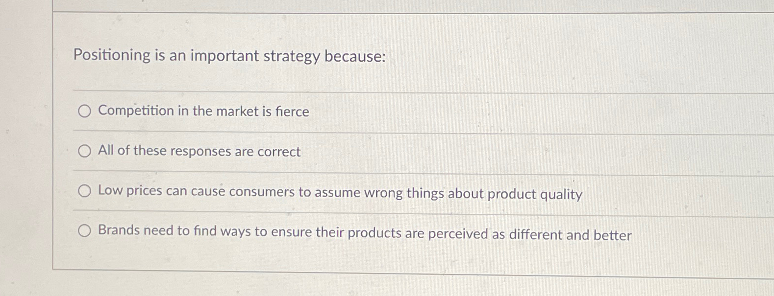 Solved Positioning is an important strategy | Chegg.com
