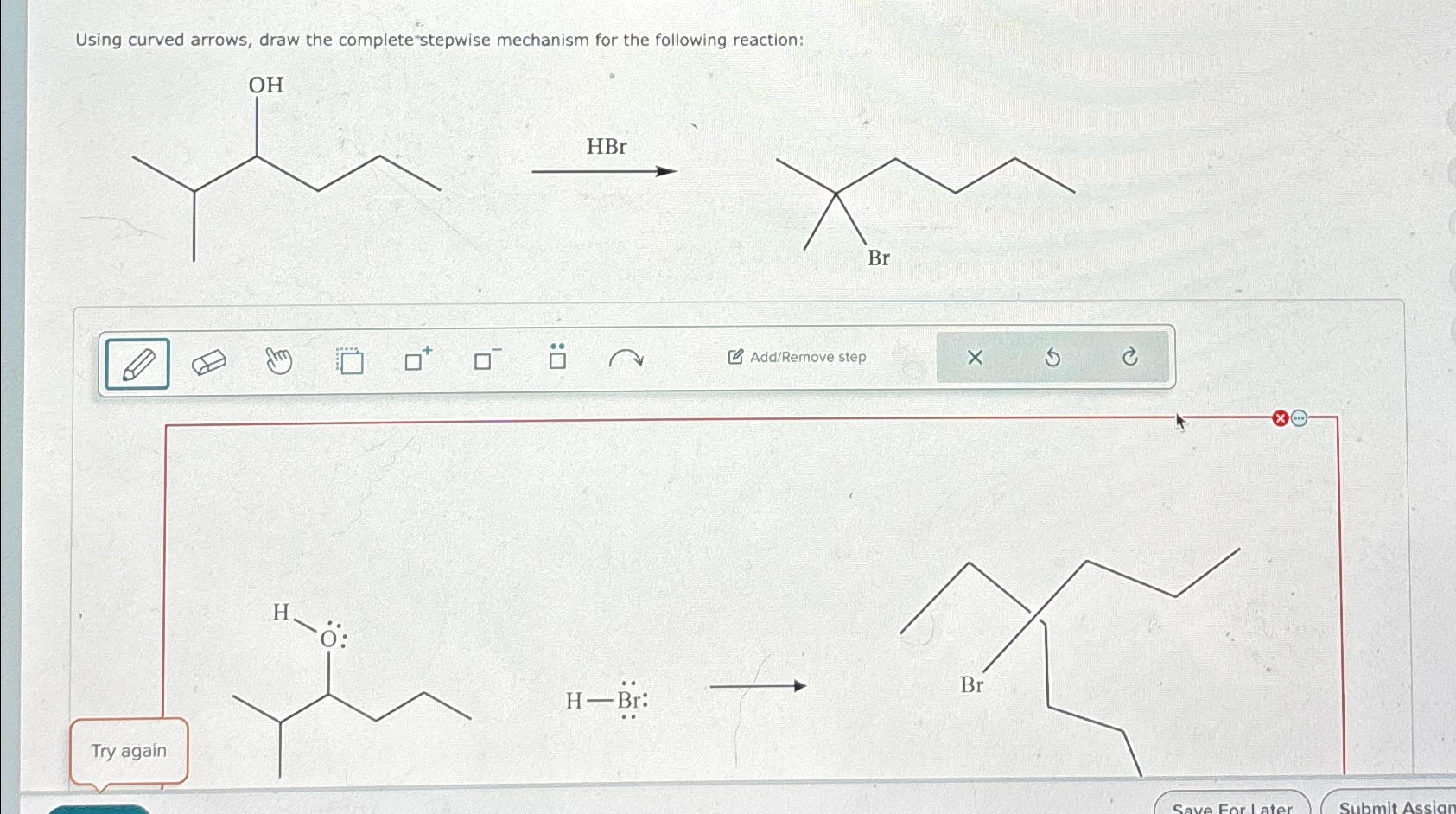 Solved Using curved arrows, draw the complete'stepwise | Chegg.com