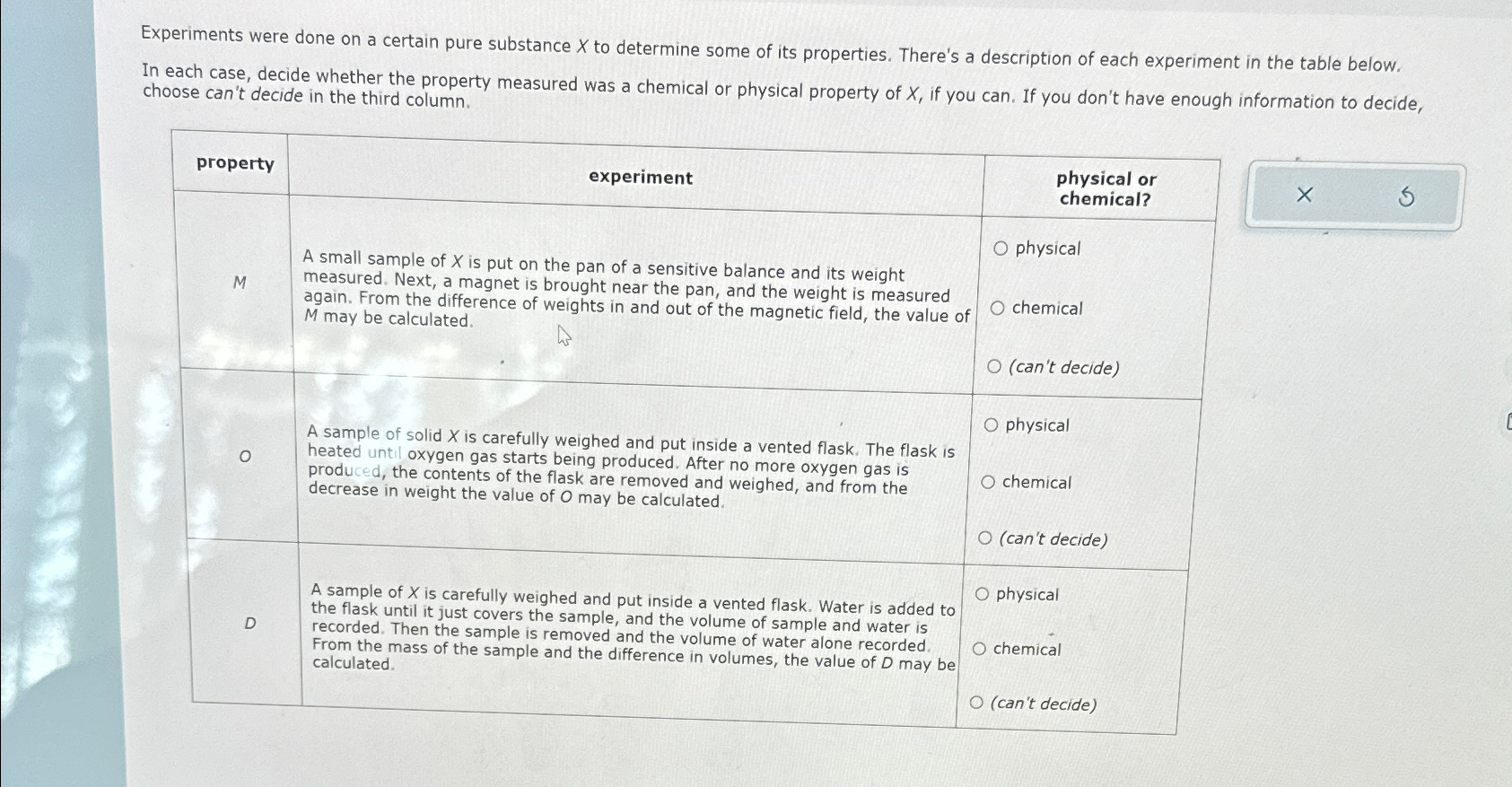 Solved Experiments were done on a certain pure substance x | Chegg.com