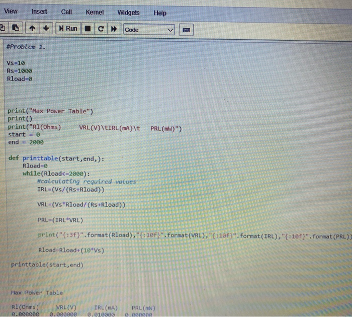 Solved View Insert Cell Kemel Widgets Help DAN Run OC Code | Chegg.com