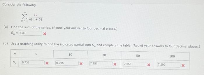 Consider the following. n = 1 (a) Find the sum of the | Chegg.com