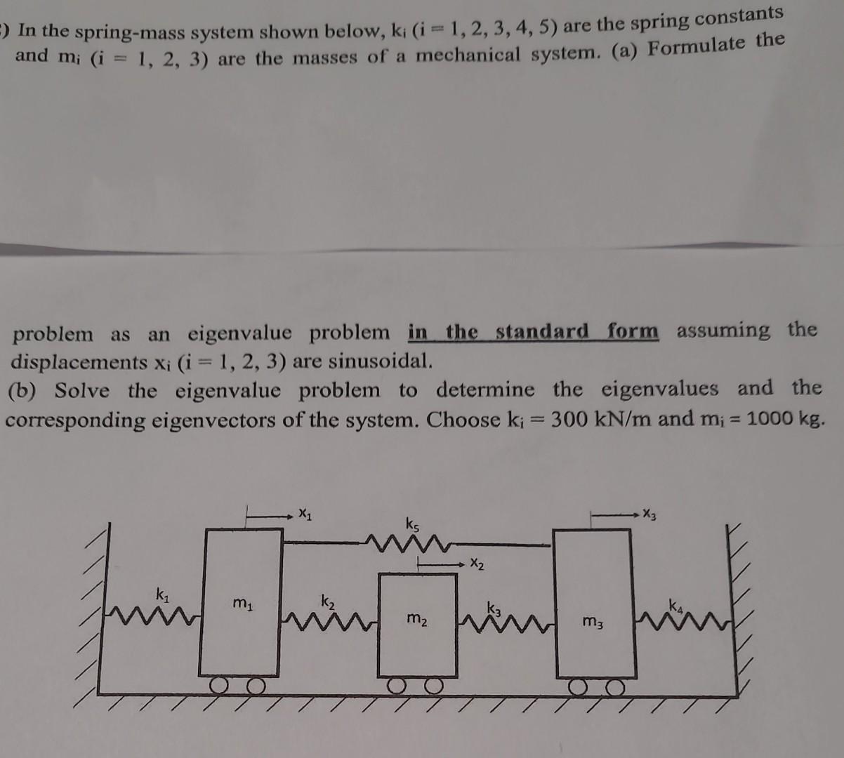 Solved In the spring-mass system shown below, | Chegg.com