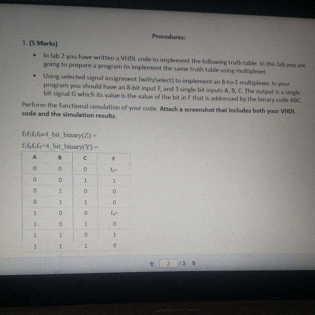 Solved Procedures: 1. (5 Marks) In lab 2 you have written a | Chegg.com