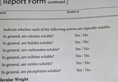 Solved Report Form continuedlameSection #Indicate whether | Chegg.com
