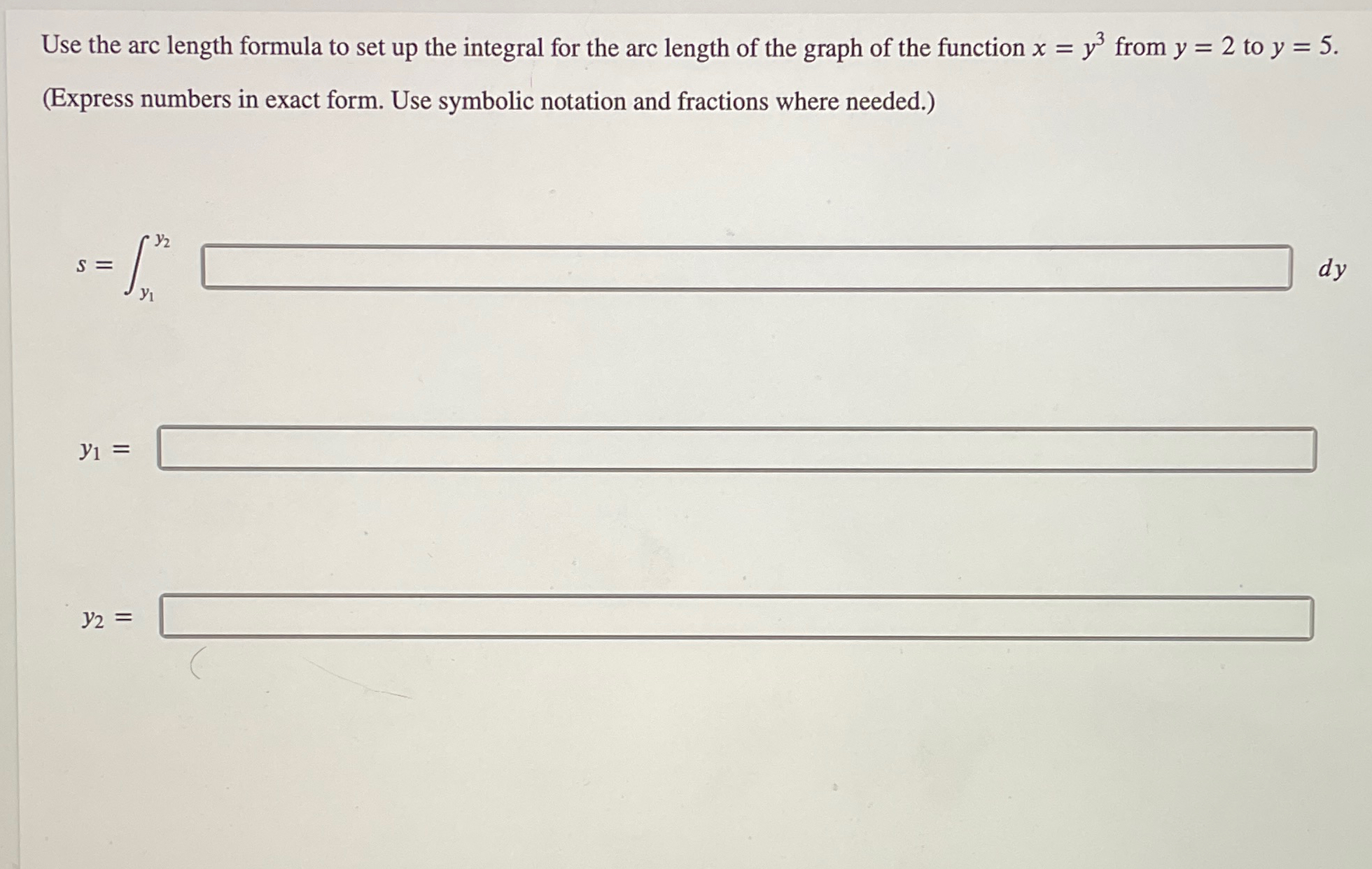 Solved Use the arc length formula to set up the integral for | Chegg.com