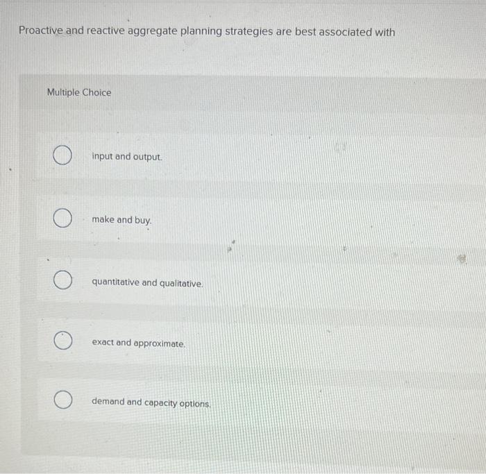 Solved Proactive and reactive aggregate planning strategies | Chegg.com