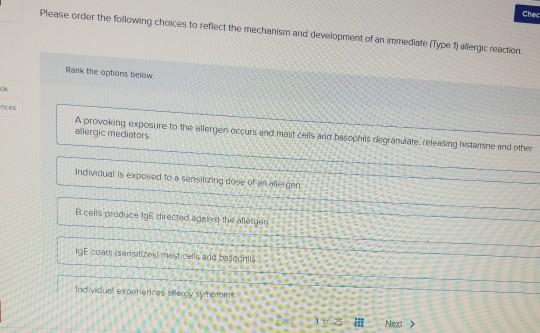 Solved Please order the following choices to reflect the | Chegg.com