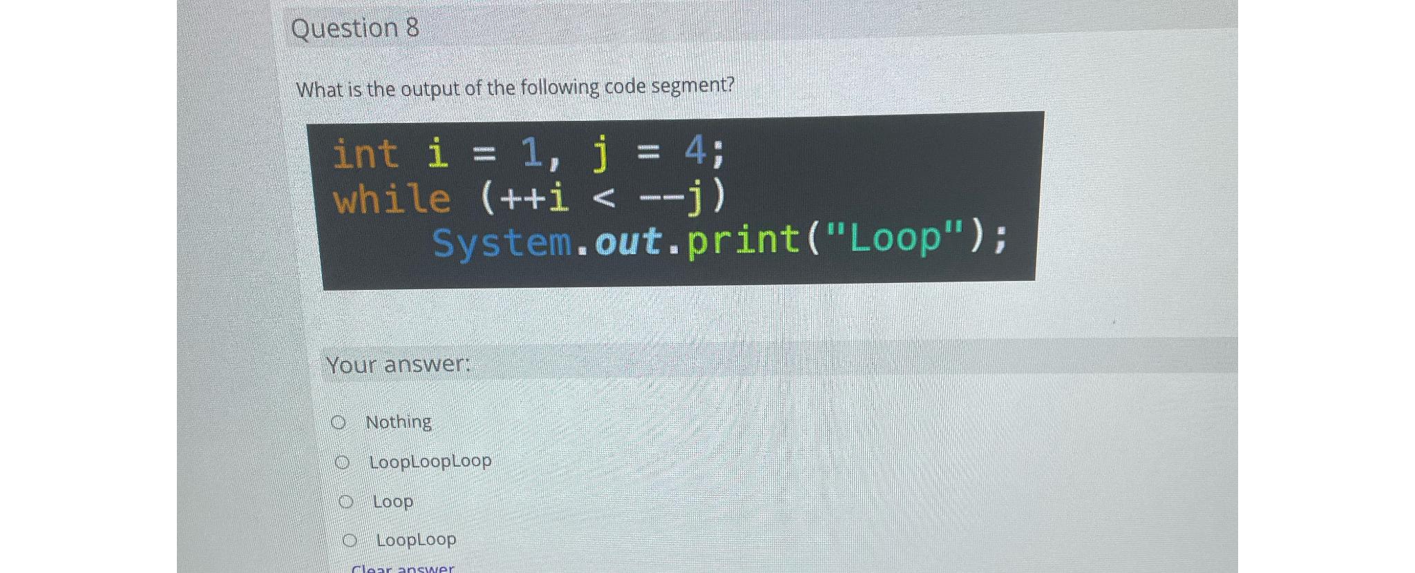 Solved Question 8What is the output of the following code | Chegg.com