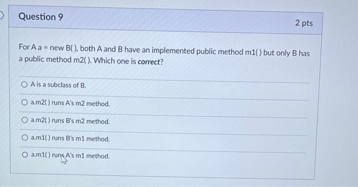 Solved For Aa= new B()), both A and B have an implemented | Chegg.com