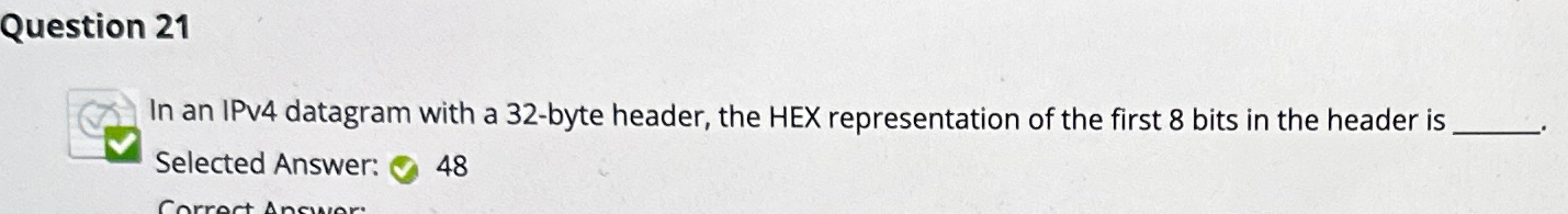 Solved Question 21In an IPv4 ﻿datagram with a 32-byte | Chegg.com