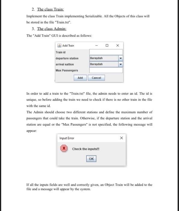 Solved Problem: In this exam, we aim to implement a train | Chegg.com