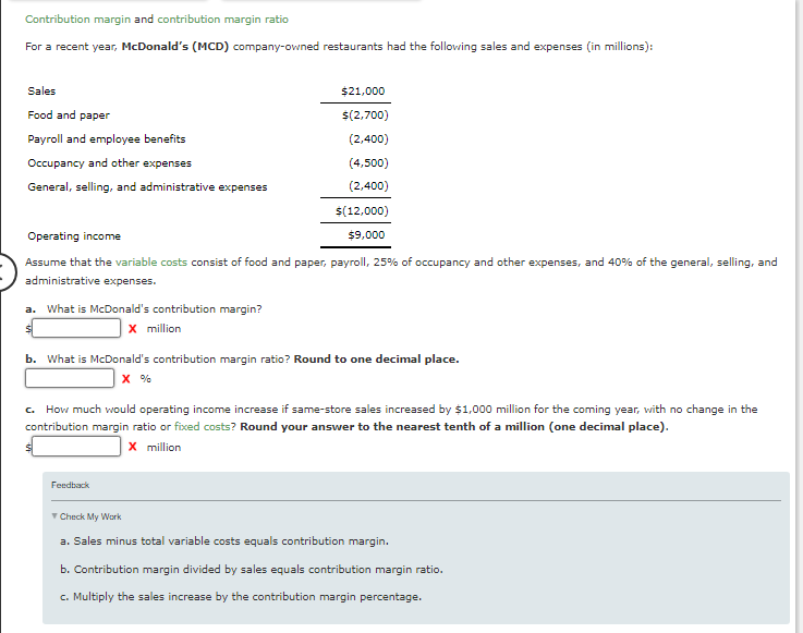 Solved Contribution margin and contribution margin ratioFor | Chegg.com