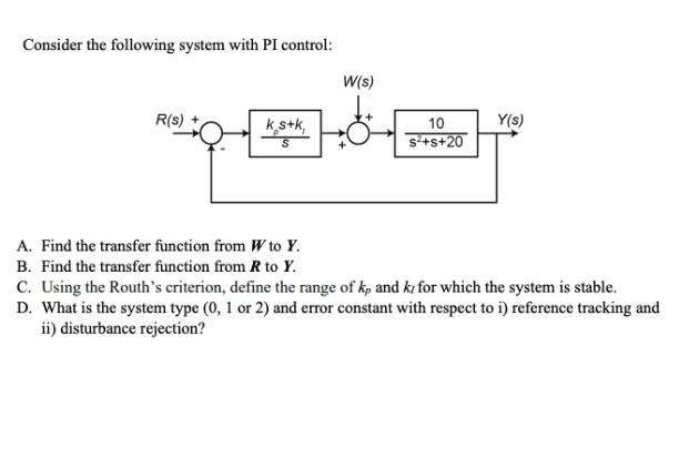 Solved Consider the following system with PI control: A. | Chegg.com