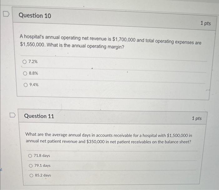 Solved A hospital's annual operating net revenue is | Chegg.com