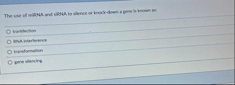 Solved The use of miRNA and siRNA to silence or knock-down a | Chegg.com