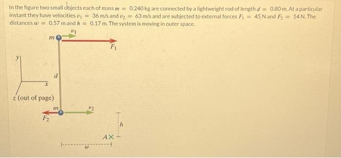 Solved In the figure two small objects each of mass m=0.240 | Chegg.com