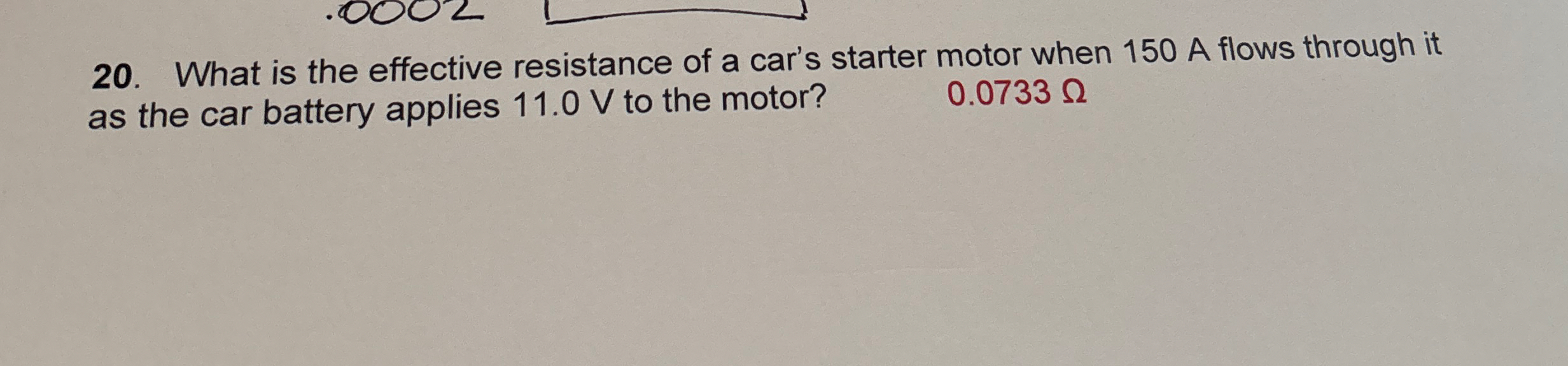 Solved What is the effective resistance of a car's starter | Chegg.com