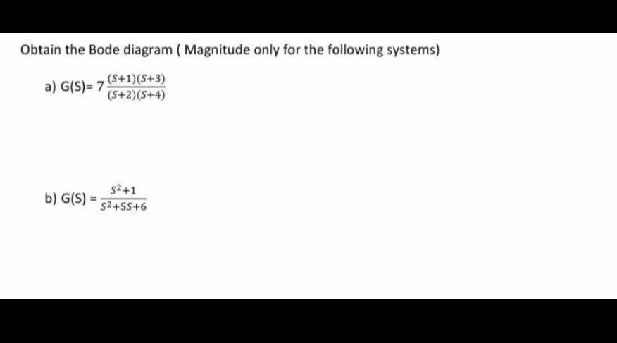 Solved Obtain the Bode diagram ( ﻿Magnitude only for the | Chegg.com