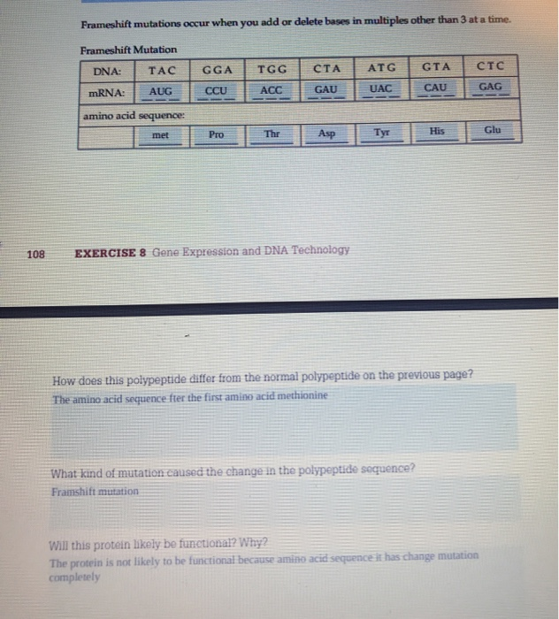 Solved Gene Expression and DNA Technology Instructions Fill | Chegg.com