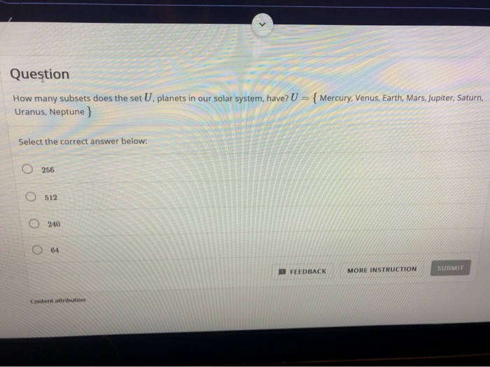 Solved Question How many subsets does the set U planets in | Chegg.com