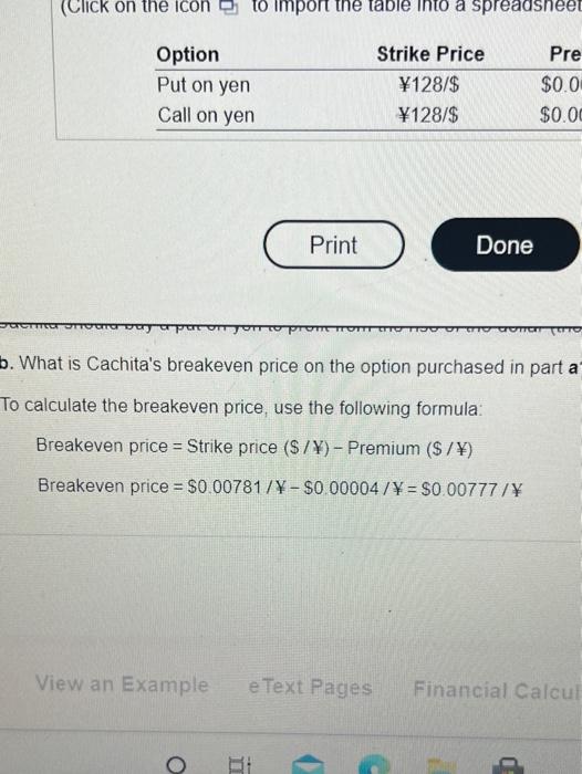 Solved how do calculate the strike price from 128 Yen to $ | Chegg.com