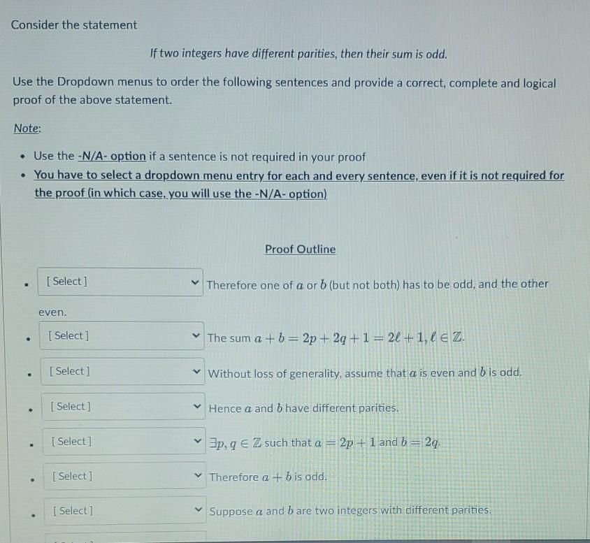 Solved Consider the statement If two integers have different | Chegg.com