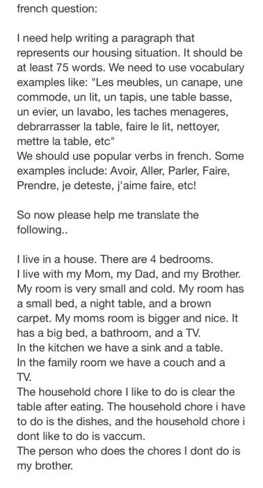 french question: I need help writing a paragraph that | Chegg.com