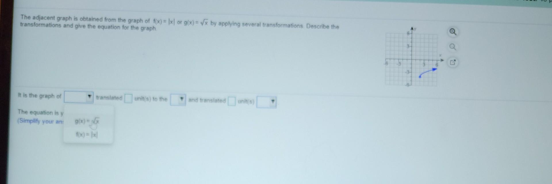 Solved The adjacent graph is obtained from the graph of f(x) | Chegg.com
