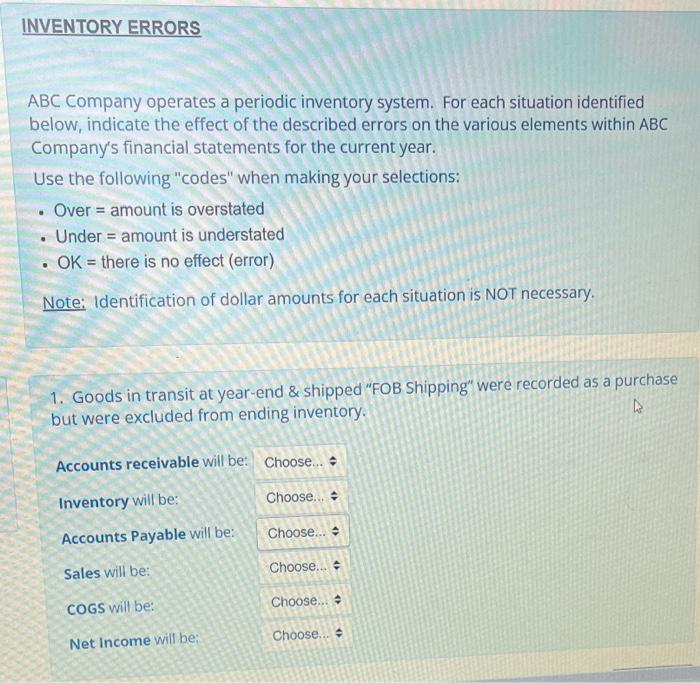Solved ABC Company operates a periodic inventory system. For | Chegg.com Solved ABC Company operates a periodic inventory system. For | Chegg.com
