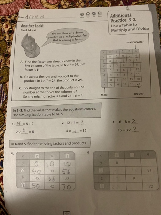 Solved Same Alhe M Additional Practice 5 2 Use A Table To