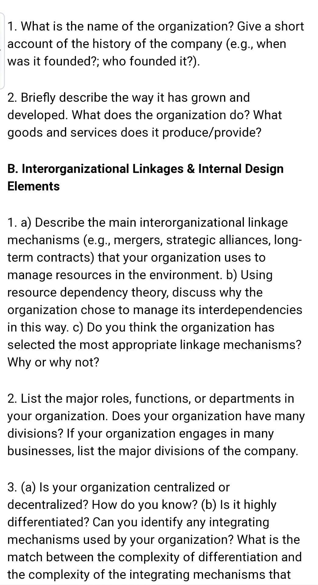 Solved 1. What is the name of the organization? Give a short | Chegg.com