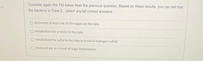 Solved Shown below are 3 TSI slants. Tubes 1 and 2 were | Chegg.com