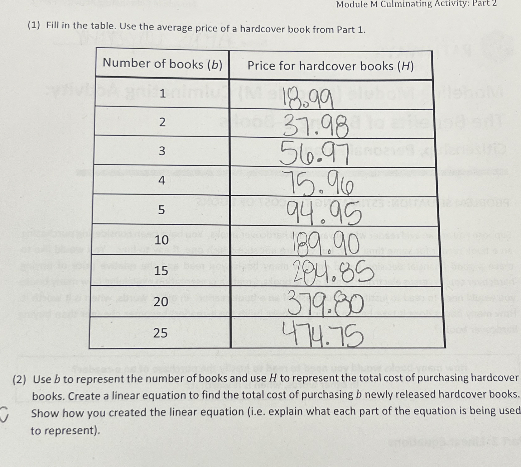 Solved Module M Culminating Activity: Part 2(1) ﻿Fill in the | Chegg.com