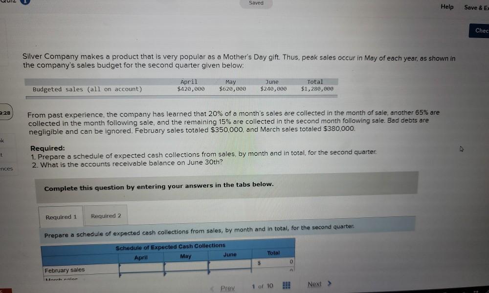 Solved Saved Help Save & E Chec Silver Company makes a | Chegg.com