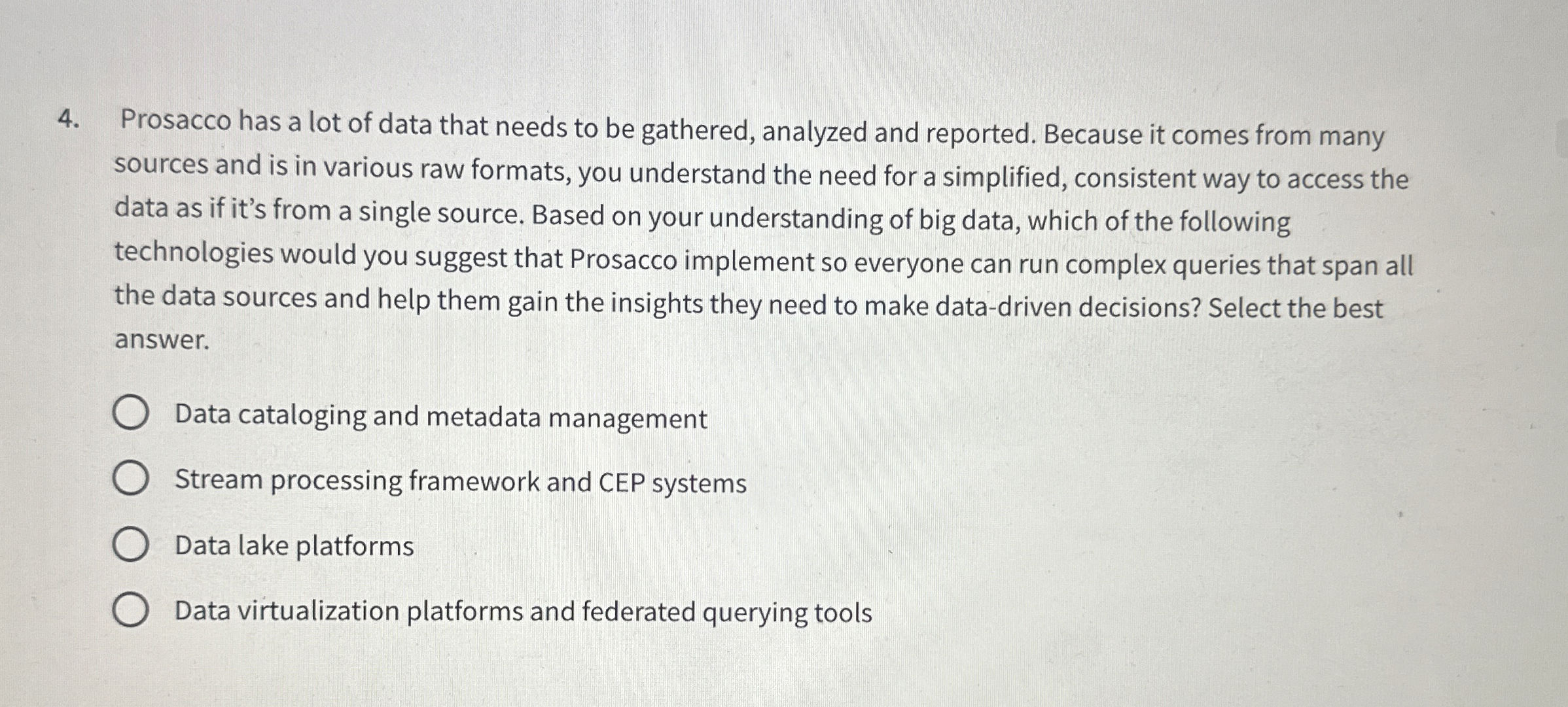 Solved Prosacco has a lot of data that needs to be gathered, | Chegg.com