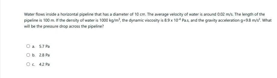 Solved Water flows inside a horizontal pipeline that has a | Chegg.com
