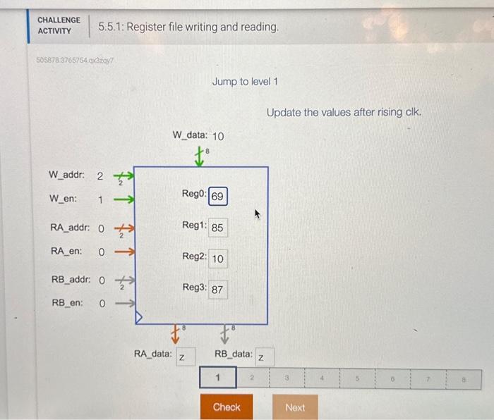 Jump to level 1 Update the values after rising clk. | Chegg.com