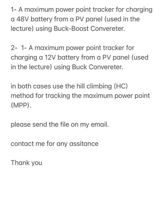 Solved 1- A maximum power point tracker for charging a 48V | Chegg.com