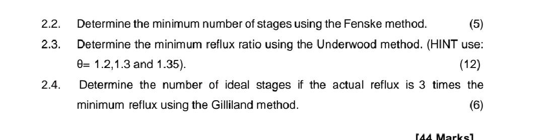 Solved 2.2. Determine the minimum number of stages using the | Chegg.com