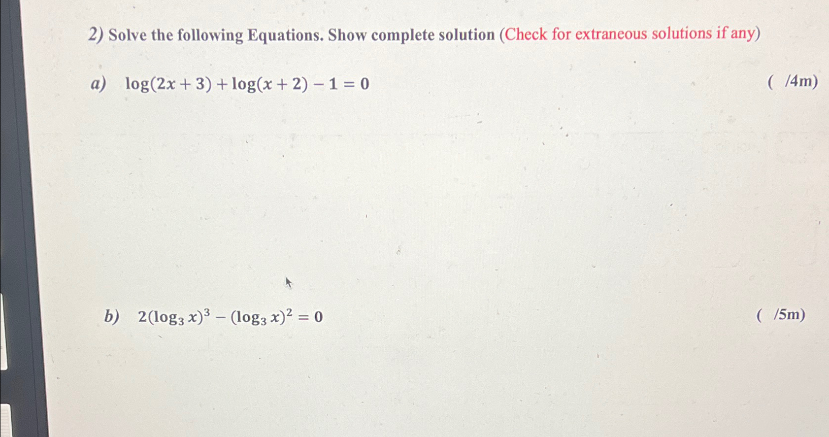Solved Solve the following Equations. Show complete solution | Chegg.com